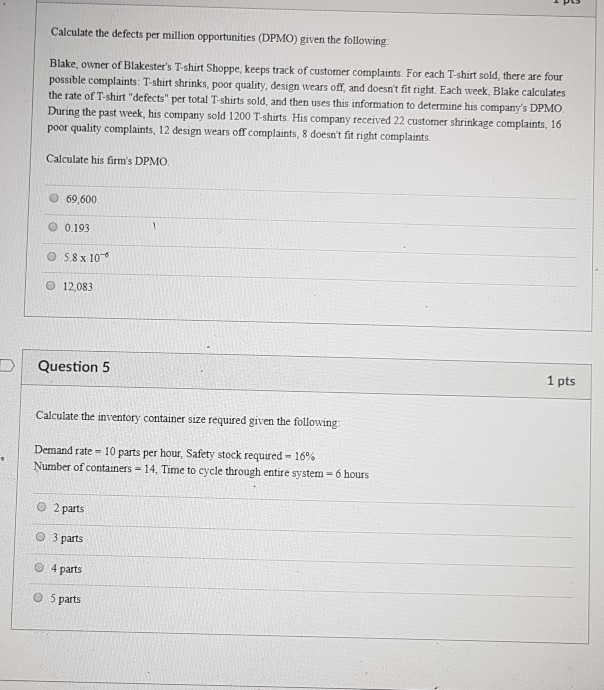 Solved Calculate the defects per million opportunities | Chegg.com