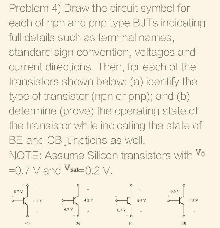 Solved Problem 4) Draw the circuit symbol for each of npn | Chegg.com