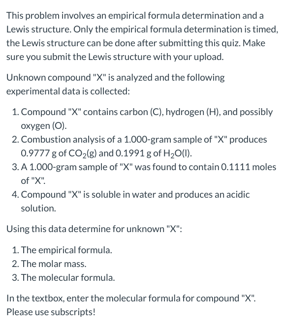 Solved This problem involves an empirical formula | Chegg.com