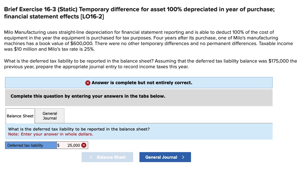 Solved Brief Exercise 16-3 (Static) Temporary difference for | Chegg.com