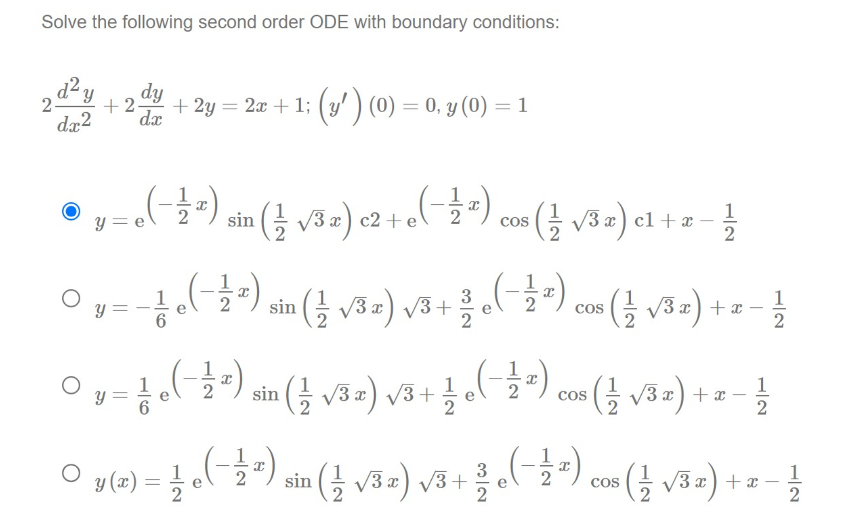Solved Solve the following second order ODE with boundary | Chegg.com