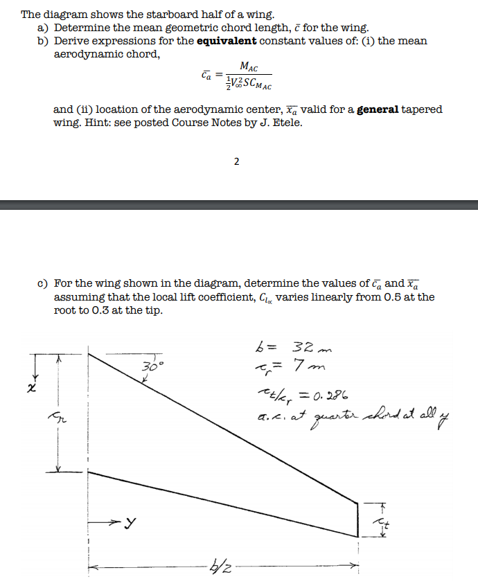 The diagram shows the starboard half of a wing. a) | Chegg.com