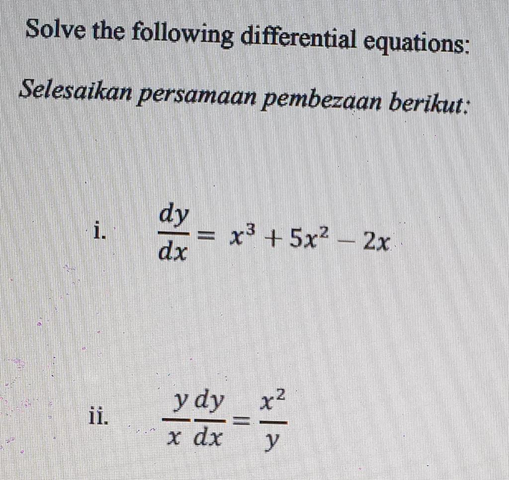 Solved Solve the following differential equations: | Chegg.com