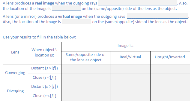 Solved A lens produces a real image when the outgoing rays. | Chegg.com