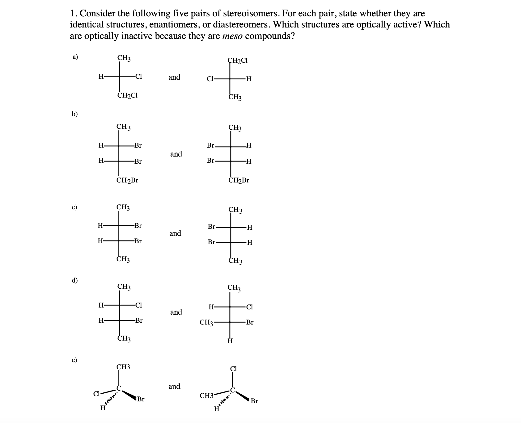 Solved 1. Consider the following five pairs of | Chegg.com