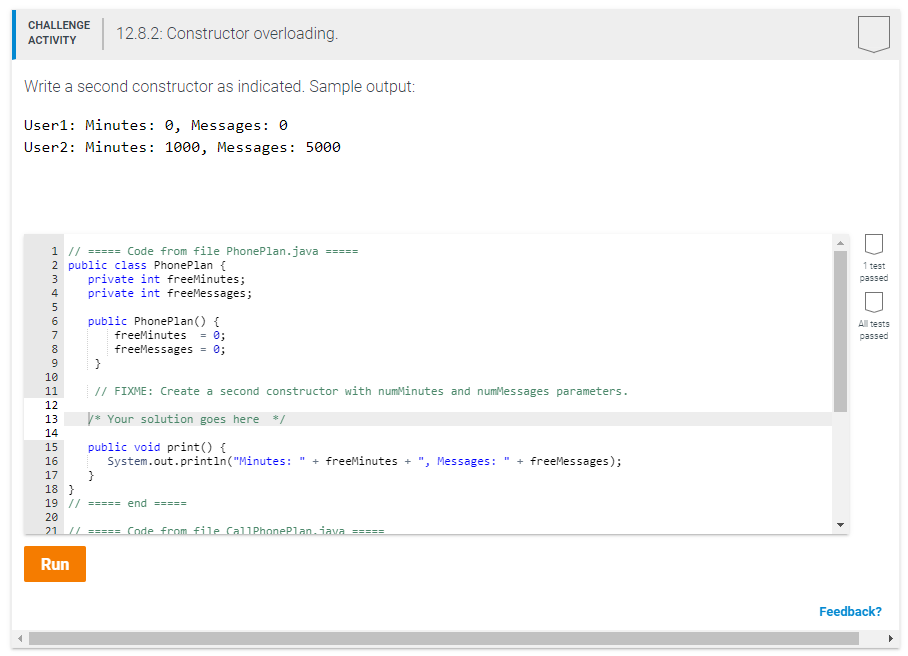 Solved Challenge Activity 1282 Constructor Overloading 