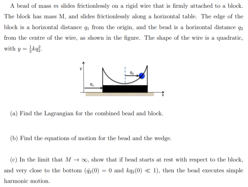 Solved A bead of mass m slides frictionlessly on a rigid | Chegg.com