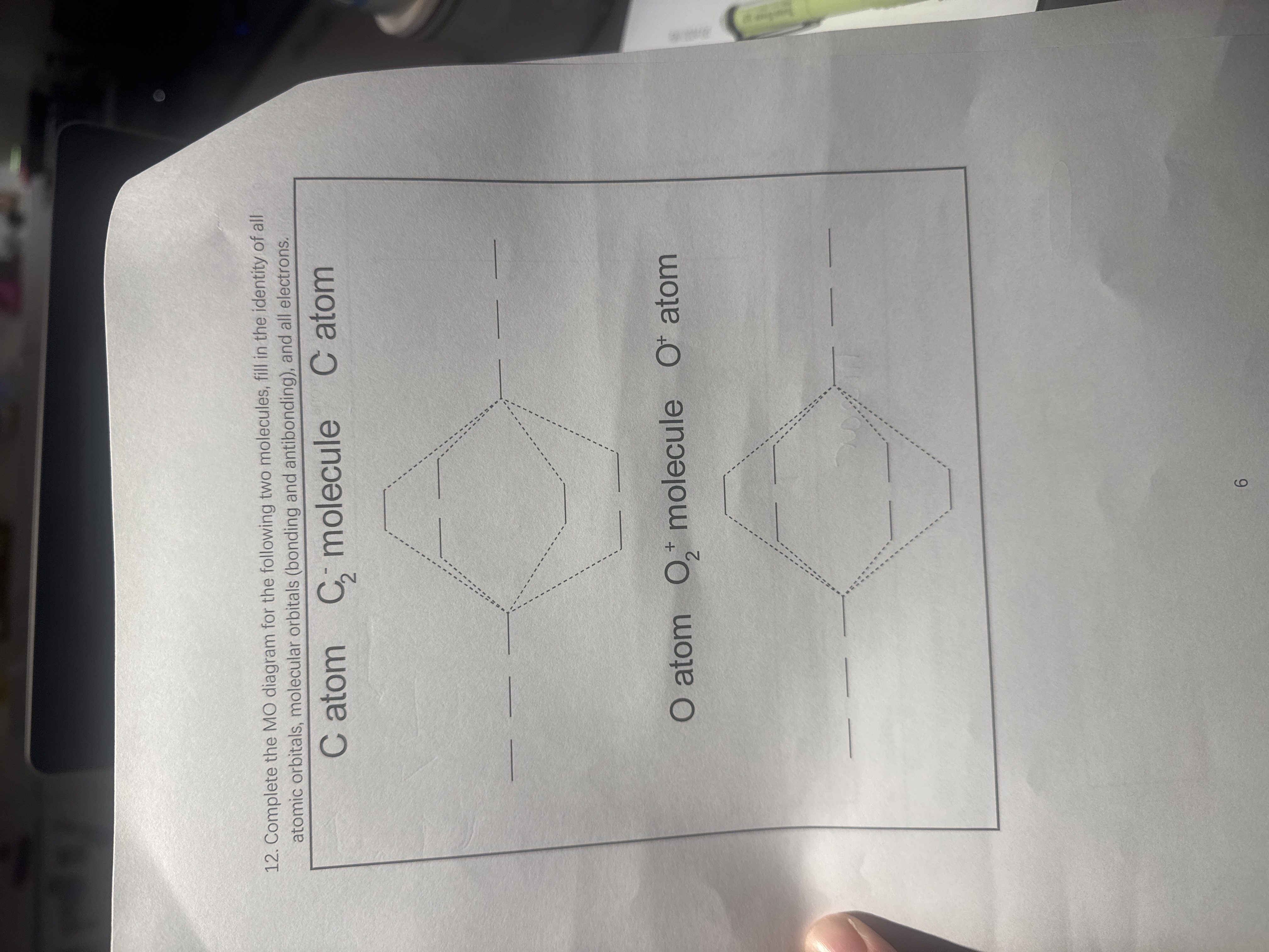 Solved 12. ﻿Complete the MO diagram for the following two | Chegg.com