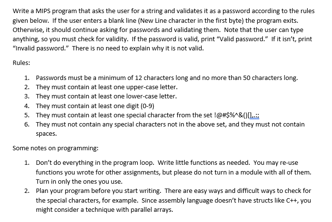 Solved Write a MIPS program that asks the user for a string | Chegg.com