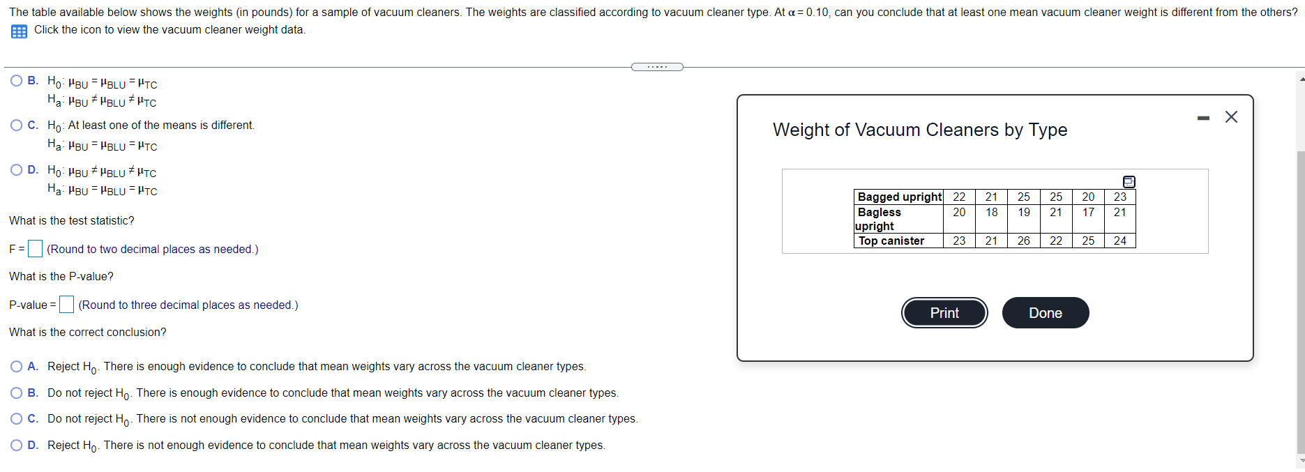 Solved The table available below shows the weights (in | Chegg.com