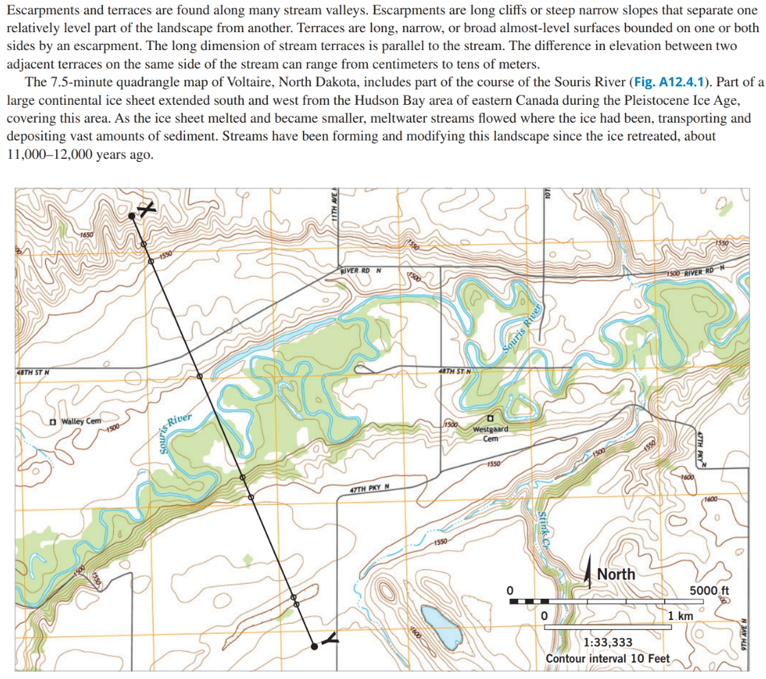 Solved Escarpments and terraces are found along many stream | Chegg.com