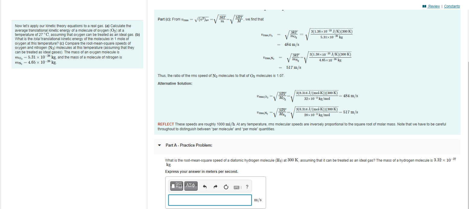 Solved A Review Constants Part (c): From Urns = (v2)av 3kr V | Chegg.com