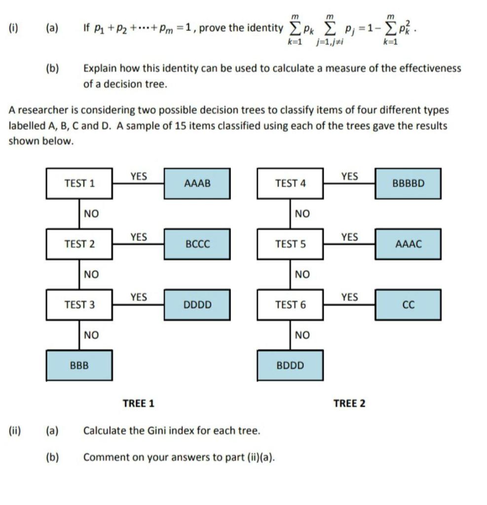Solved m m m (i) (a) If p1 +P2 +...+Pm=1, prove the identity | Chegg.com