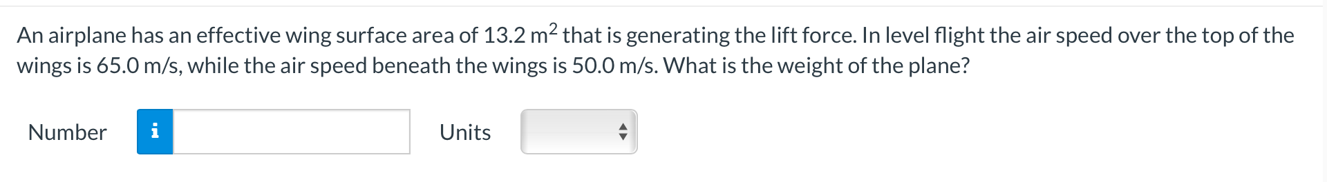 Solved An airplane has an effective wing surface area of | Chegg.com