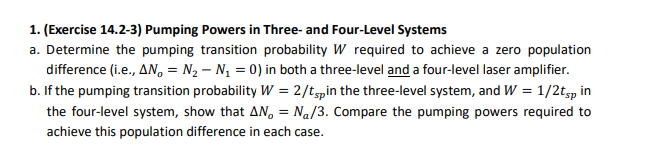 1. (Exercise 14.2-3) Pumping Powers in Three- and | Chegg.com