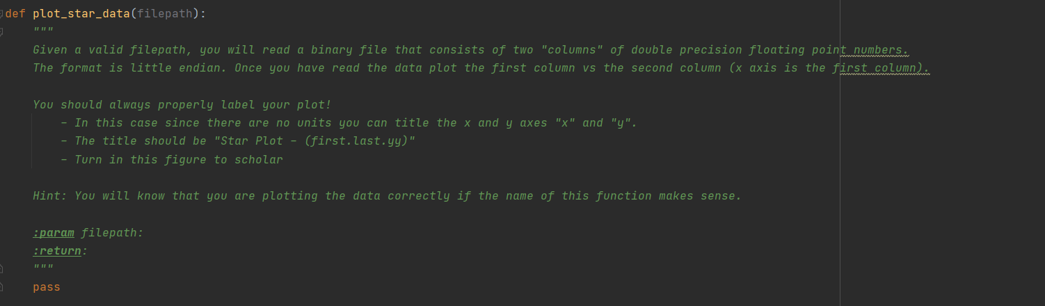 Solved def plot_star_data(filepath): Given a valid filepath, | Chegg.com