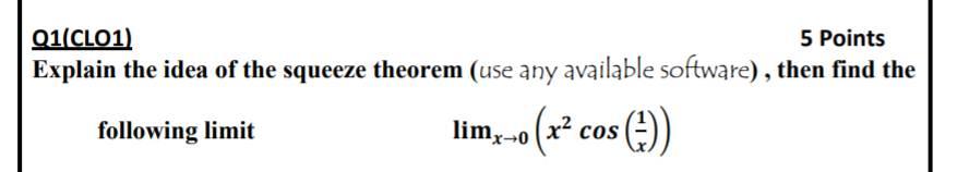 Solved 5 Points 01(CL01) Explain the idea of the squeeze | Chegg.com