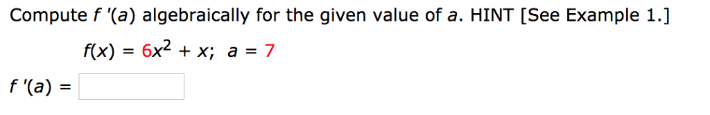 Solved Compute f(a) algebraically for the given value of a. | Chegg.com
