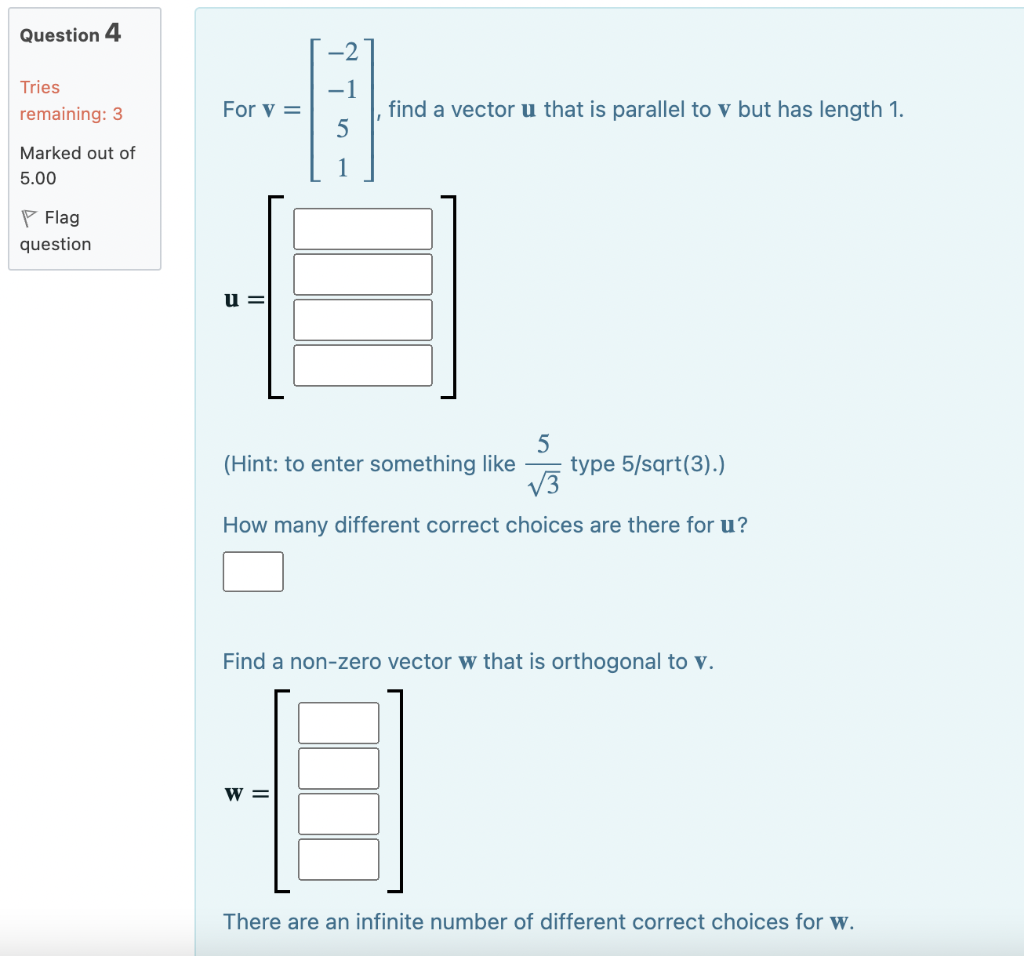 Solved Question 2 Let u, v and w be the vectors in R3 given | Chegg.com