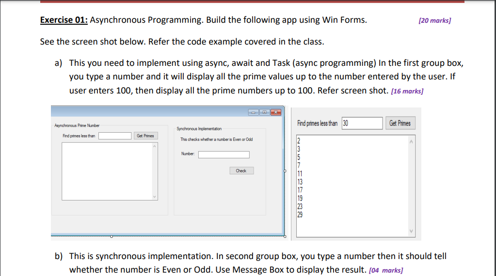 Solved Exercise 01: Asynchronous Programming. Build the | Chegg.com