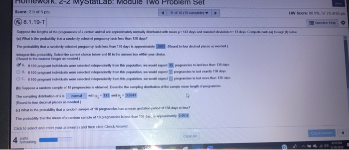 Solved noneWOrR. 2-2 MyStatlab. Module Two Problem Set | Chegg.com