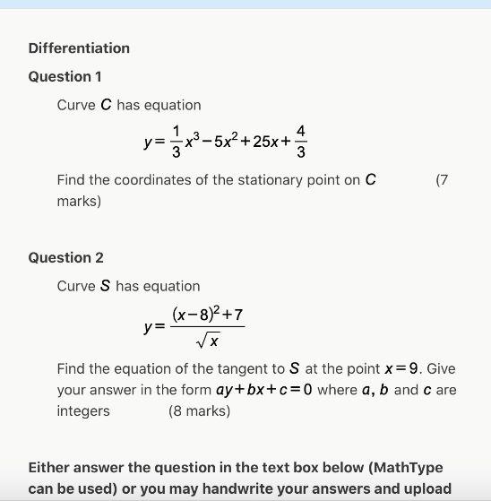 Solved Differentiation Question 1 Curve C has equation | Chegg.com