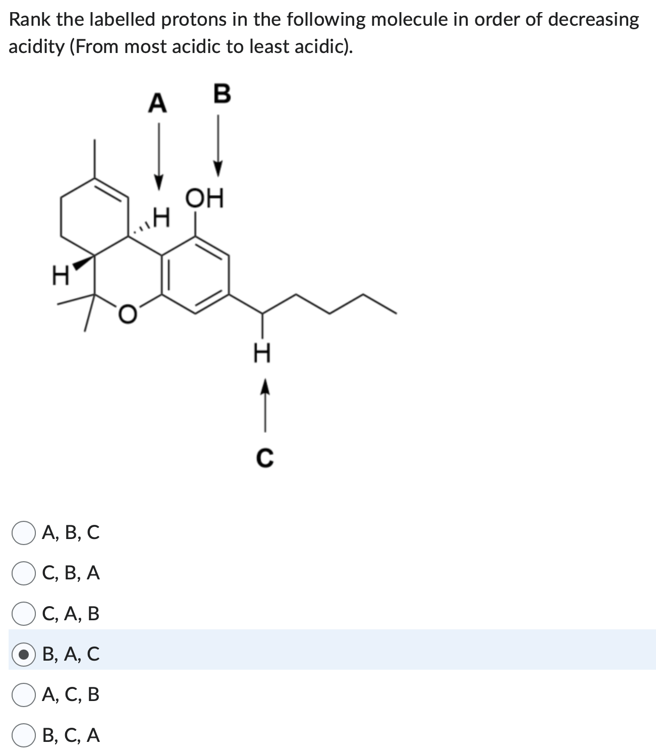 Solved Rank the labelled protons in the following molecule | Chegg.com