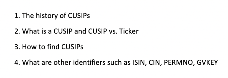 Solved 1. The history of CUSIPs 2. What is a CUSIP and CUSIP | Chegg.com