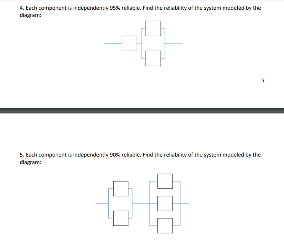 Solved 4. Each component is independently 95% reliable. Find | Chegg.com