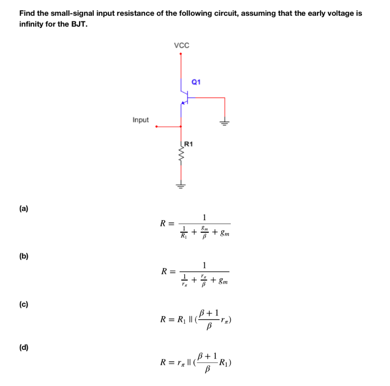 Solved Find the small-signal input resistance of the | Chegg.com