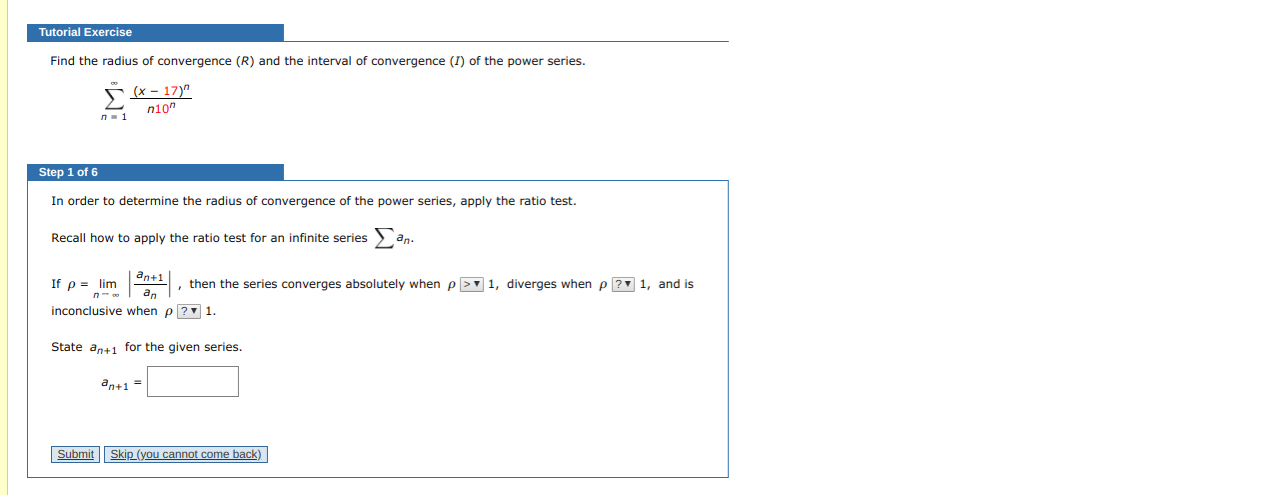 Solved Tutorial Exercise Find the radius of convergence (R) | Chegg.com
