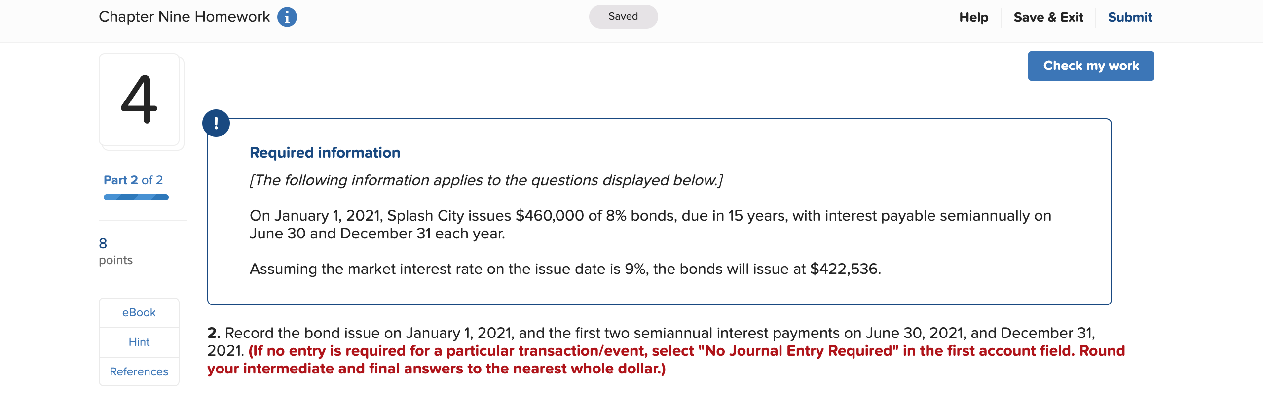 Solved Chapter Nine Homework (i Saved Help Save & Exit | Chegg.com