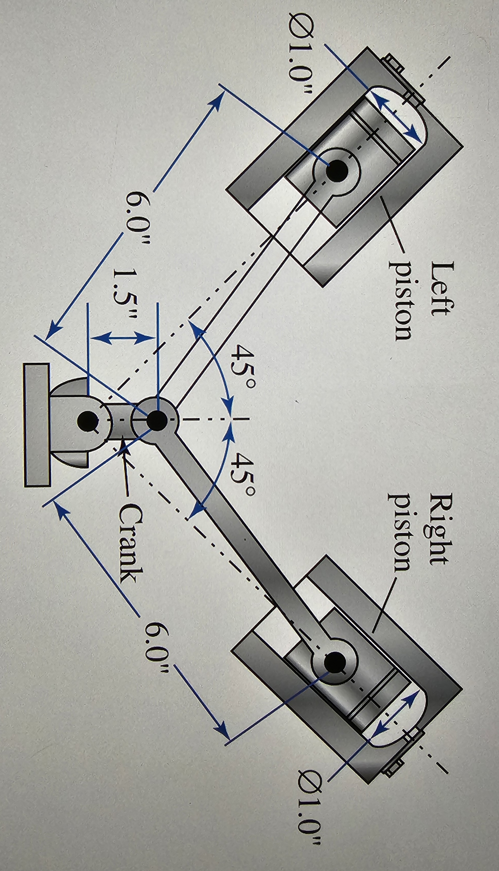 Solved 6-49. A two-cylinder compressor mechanism is shown in | Chegg.com