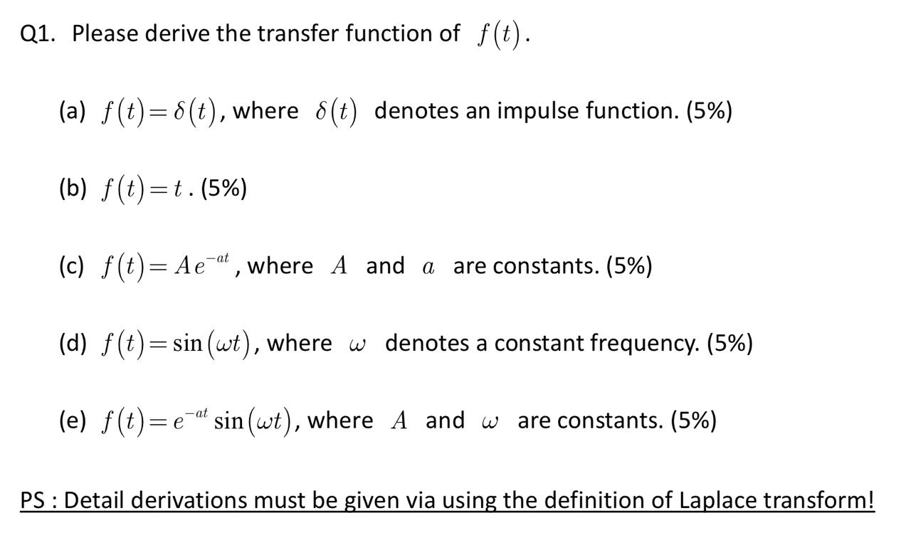 Solved Q1. ﻿Please derive the transfer function | Chegg.com