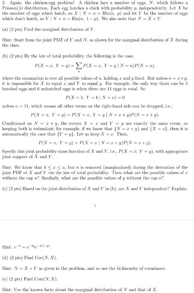 Solved 2. Again, the chicken-egg problem! A chicken lays a | Chegg.com