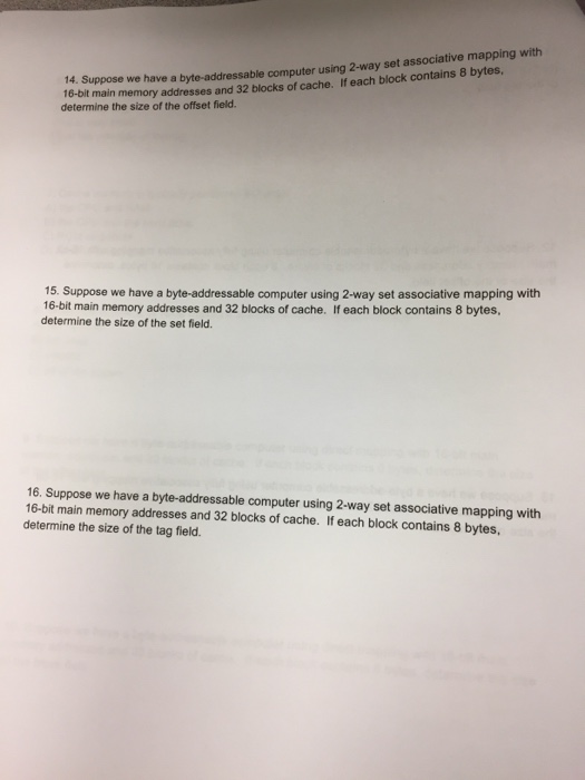 Solved 16-bit main memory addresses and 32 blocks of cache. | Chegg.com
