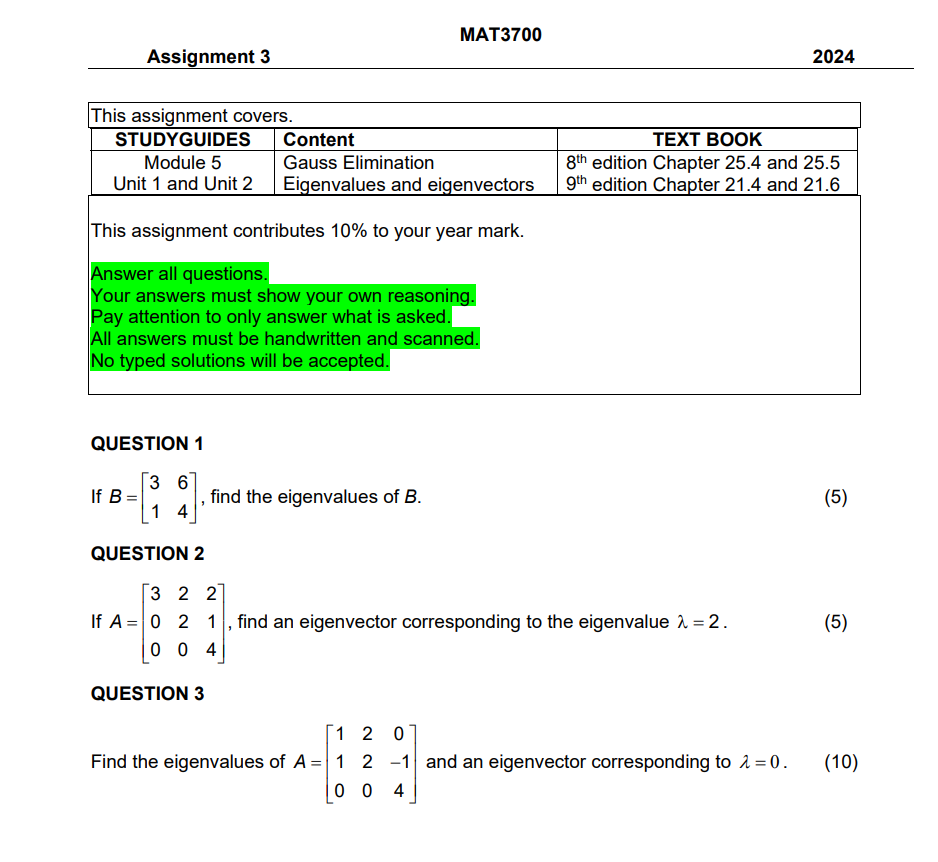 Solved This assignment covers. QUESTION 4Solve the following | Chegg.com