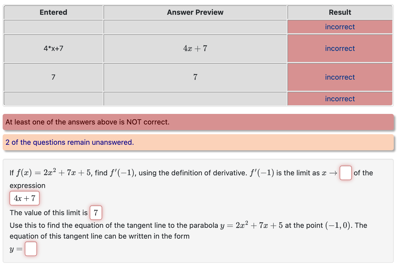 Solved not sure what im doing wrong, these answers are not | Chegg.com