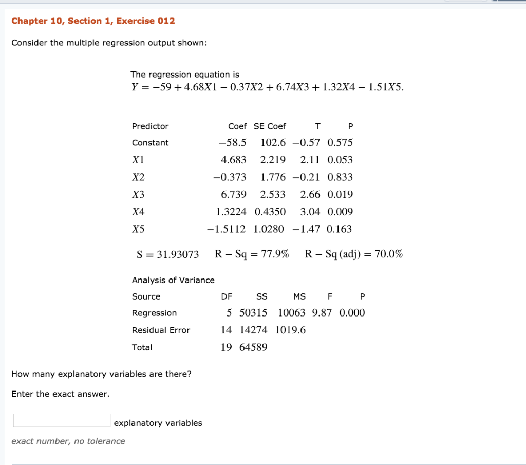 Solved Chapter 10, Section 1, Exercise 012 Consider the | Chegg.com