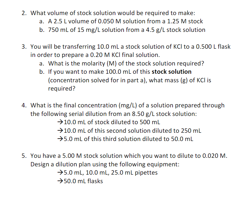 Solved 1. Calculate the final concentration of a solution | Chegg.com