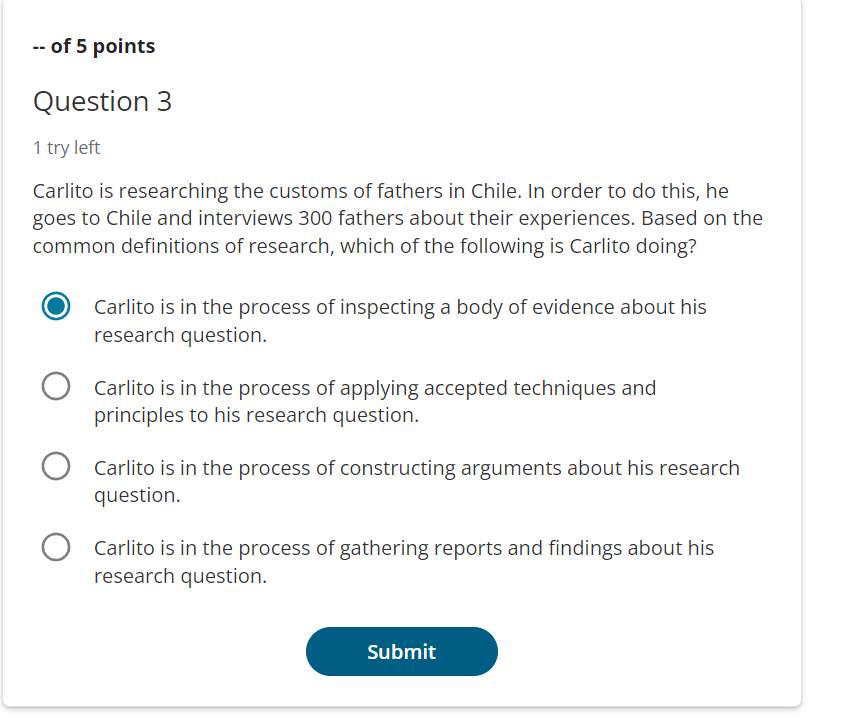 Solved -- ﻿of 5 ﻿pointsQuestion 31 ﻿try leftCarlito is | Chegg.com
