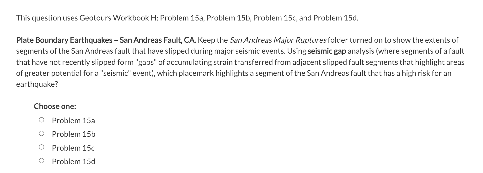 Solved This question uses Geotours Workbook H: Problem 15a, | Chegg.com