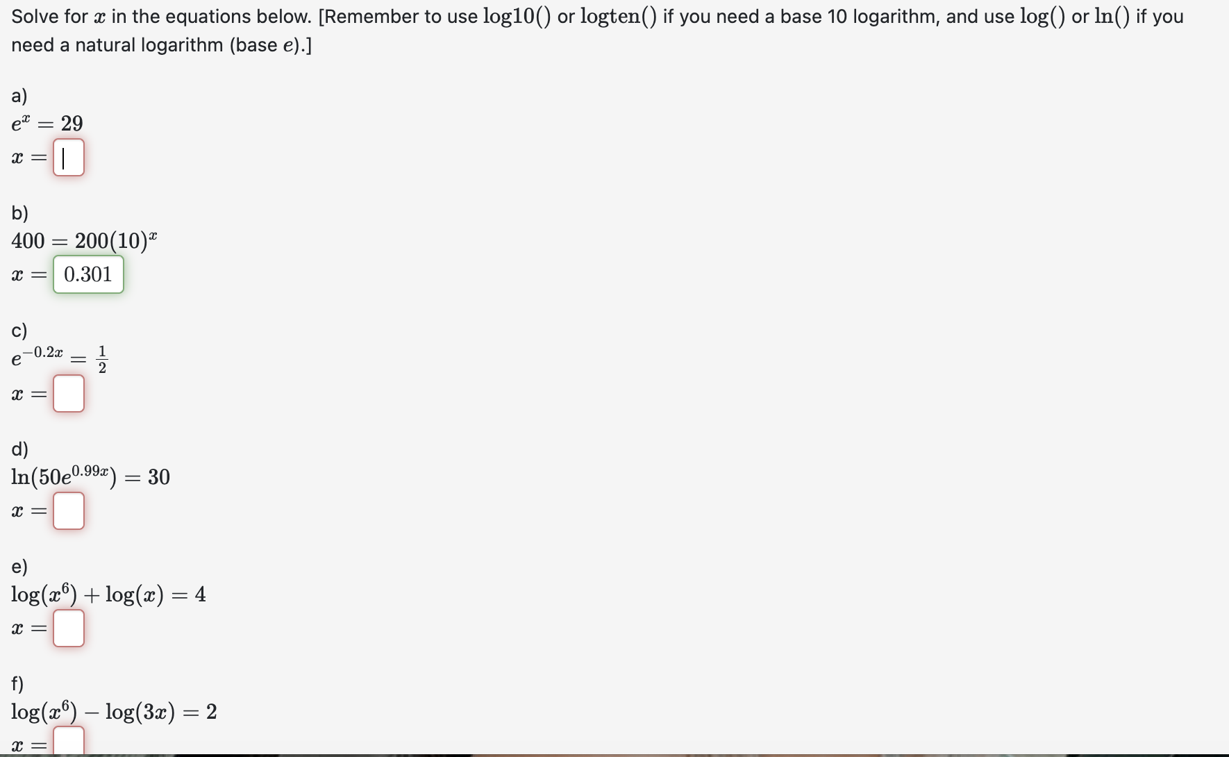 Solved Solve for x in the equations below. [Remember to use | Chegg.com