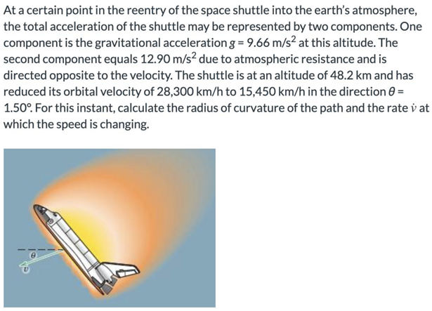 Solved At certain point in the re-entry of the space shuttle | Chegg.com