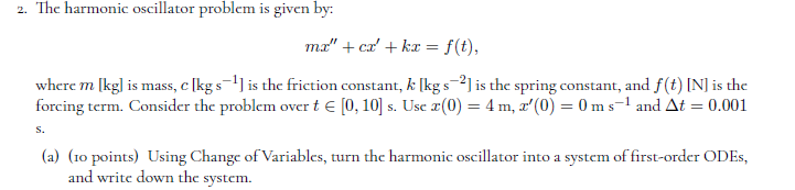 Solved 2. The harmonic oscillator problem is given by: max" | Chegg.com