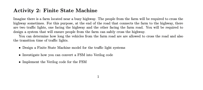 Solved Activity 2: Finite State Machine Imagine there is a | Chegg.com
