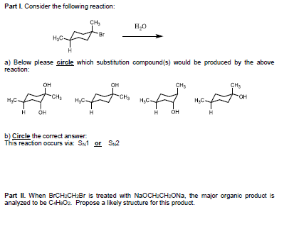 Solved Part I. Consider the following reaction: CH HO H3c a) | Chegg.com