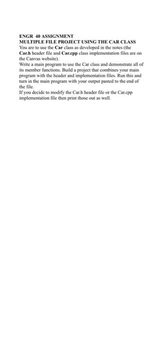 Solved Engr 40 Assignment Multiple File Project Using The 8454