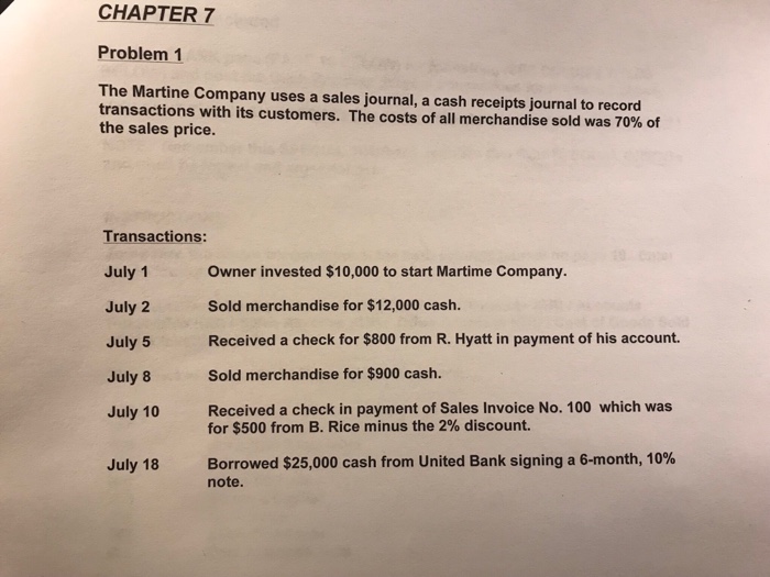 Solved CHAPTER 7 Problem 1 The Martine Company uses a sales | Chegg.com Solved CHAPTER 7 Problem 1 The Martine Company uses a sales | Chegg.com