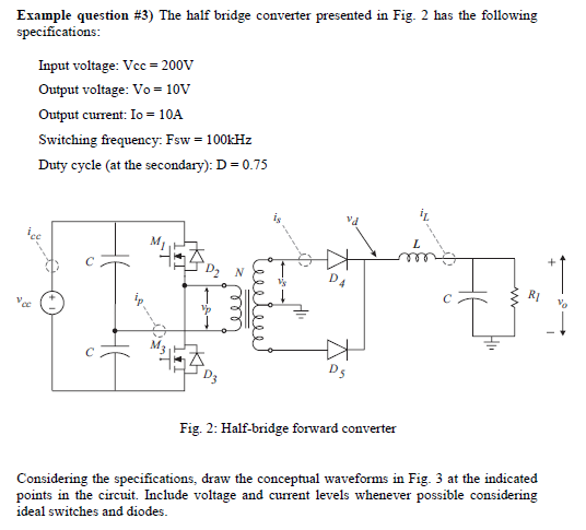 Example question #3) The half bridge converter | Chegg.com